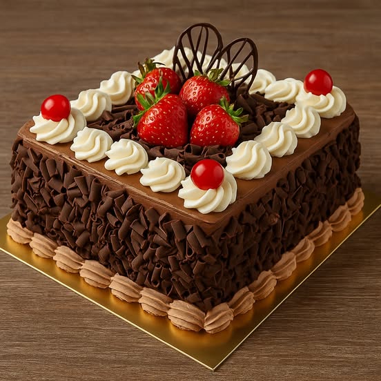 Torta Húmeda De Chocolate Rellena De Fresas Y Leche Condensada